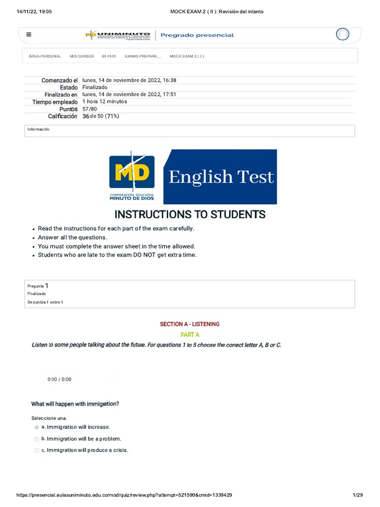 MOCK EXAM 2 (II) - Revisión Del Intento | PDF