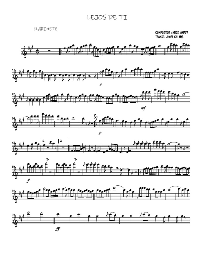 Lejos de Ti Clarinete | PDF