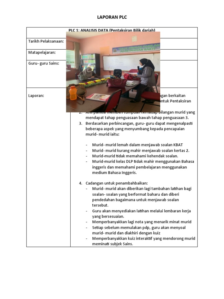 Laporan PLC 1 Sains 2022 | PDF