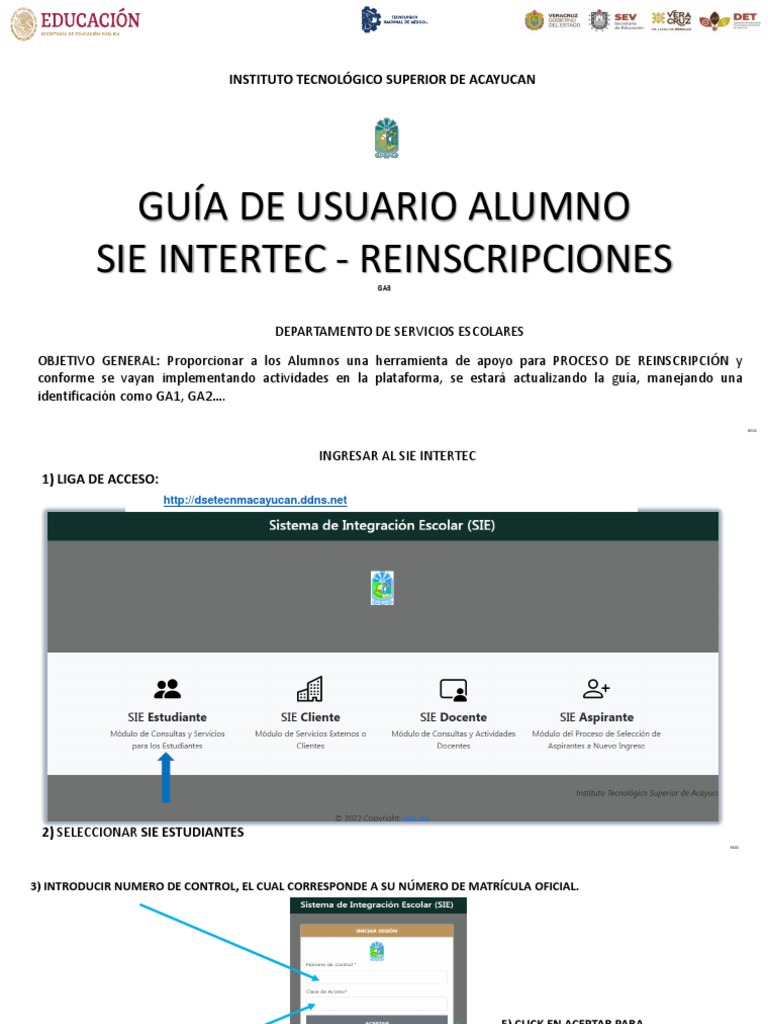 Guía de Usuario - Alumno - Sie Intertec-Ga4-Reinscripciones | PDF