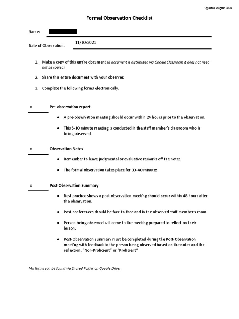 Copy - 2021-22 Observation Packet | PDF