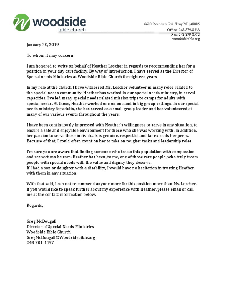 Heather L Ref Letter | PDF