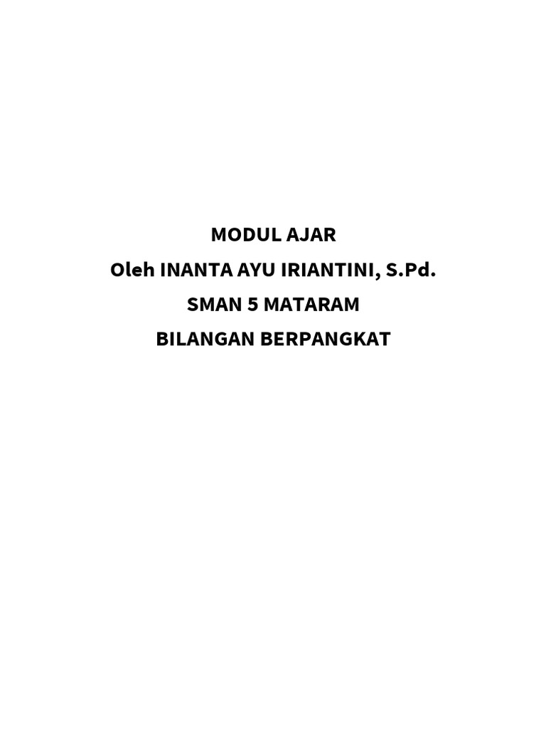 Modul Ajar Bilangan Berpangkat | PDF
