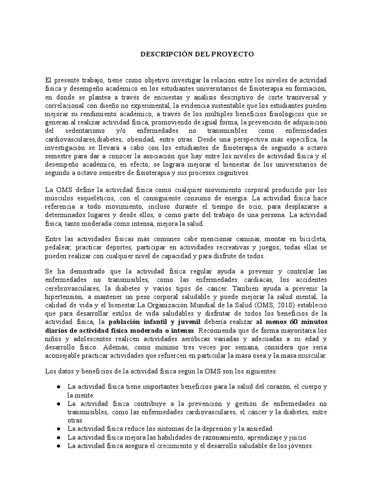 CAP 1 Descripcion Del Proyecto | PDF | Sinapsis | Neuroplasticidad