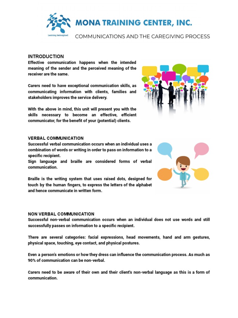 Communications and The Caregiving Process | PDF | Communication | Nonverbal Communication