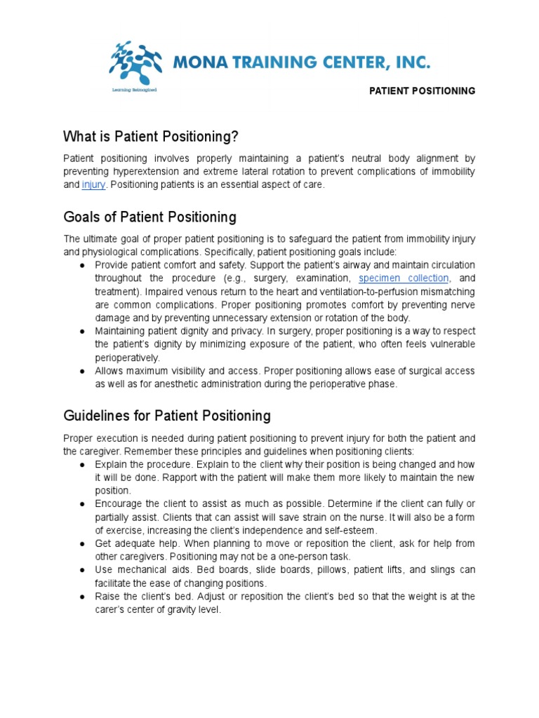 Patient Positioning | PDF | Anatomical Terms Of Motion | Lung
