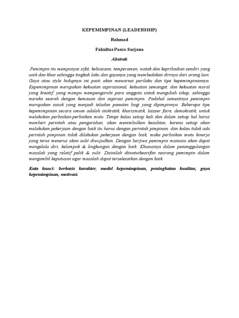 Kepemimpinan (Leadership) | PDF