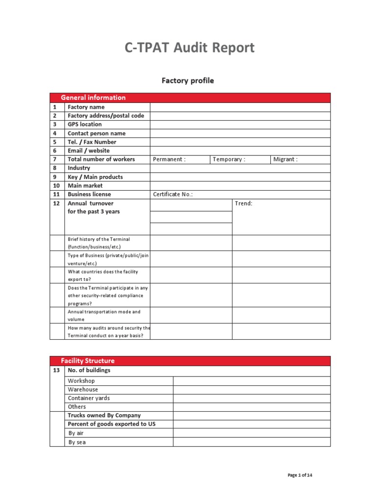 Audit C-TPAT (Checklist) | PDF