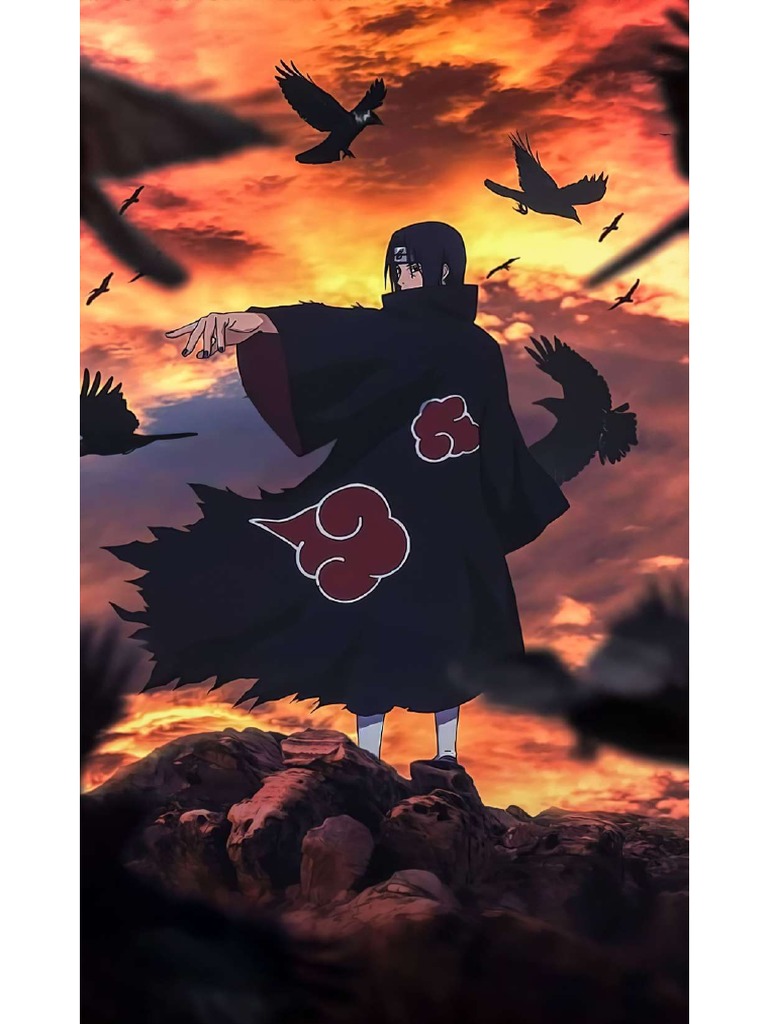 Itachi Uchiha Sunset Crows 4K Vertical Wallpaper | PDF