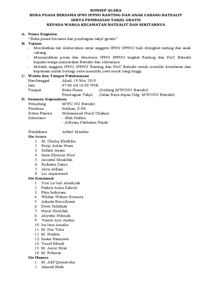 Konsep Acara Bukber Dan Bagi Takjil | PDF