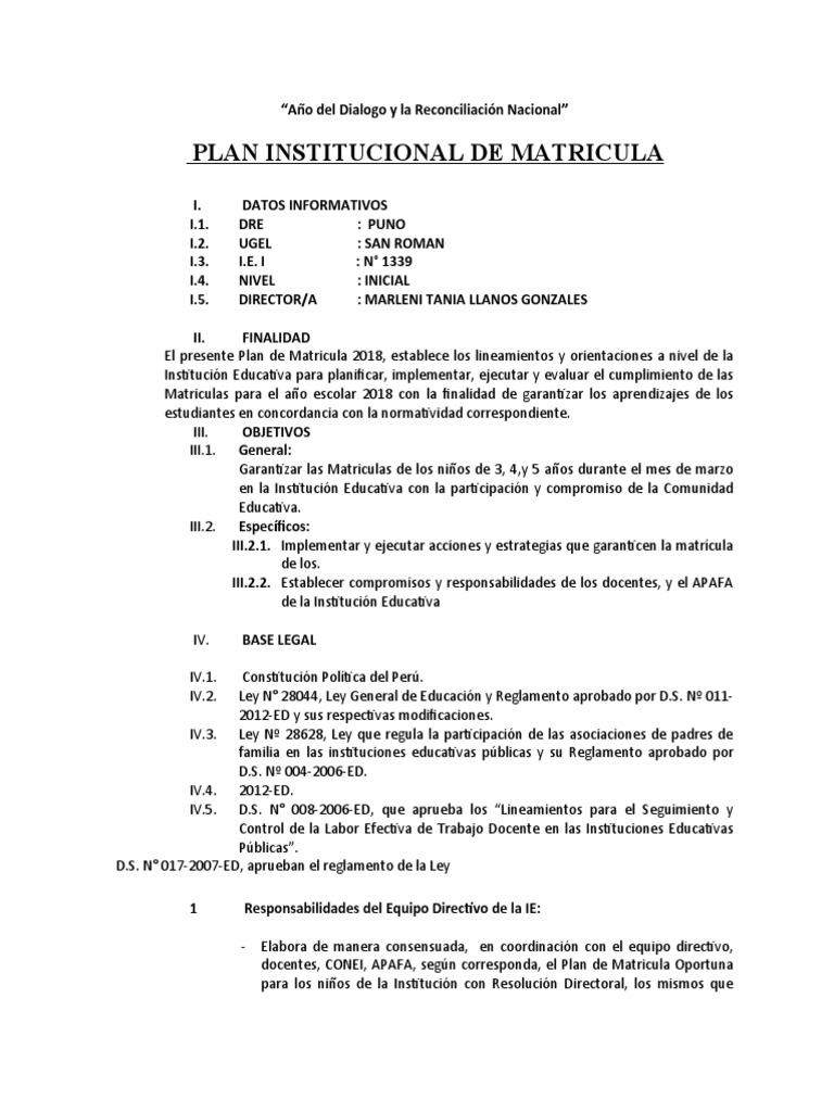 Plan de Matricula | PDF