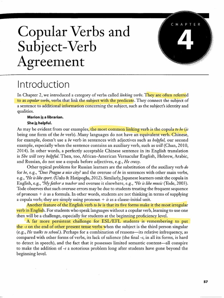 Copular verbs and subject agreements | PDF