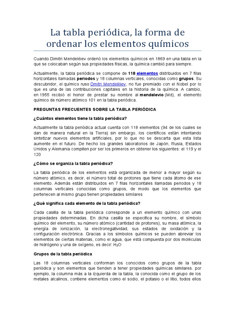 Clase #1 Fis Quim 1° Año | PDF | Tabla periódica | Elementos químicos