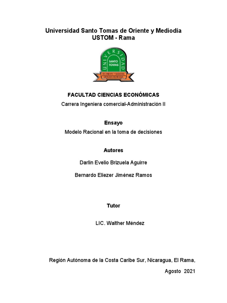Modelo Racional en La Toma de Decisiones | PDF | Toma de decisiones ...