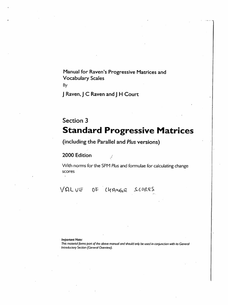Standard Progressive Matrices 2 | PDF
