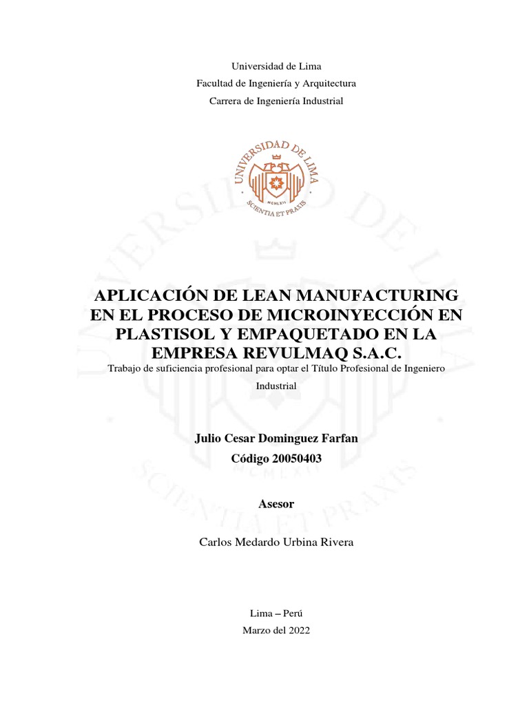 Aplicación de Lean Manufacturing - 2022 | PDF | Lean Manufacturing | Calidad (comercial)