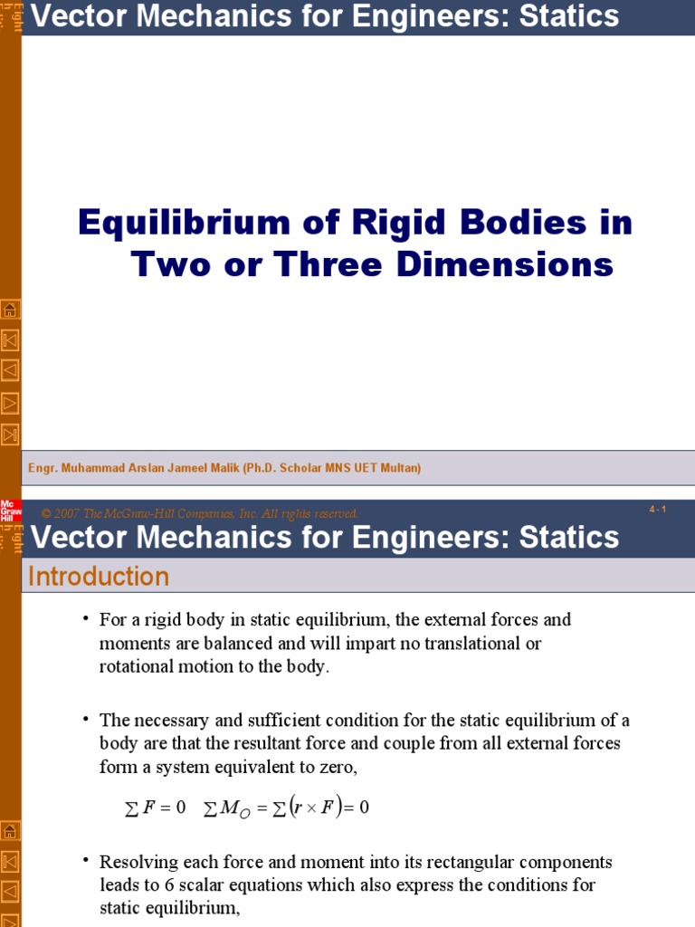 ch04 Equilibrium of Rigid Bodies | PDF | Force | Euclidean Vector