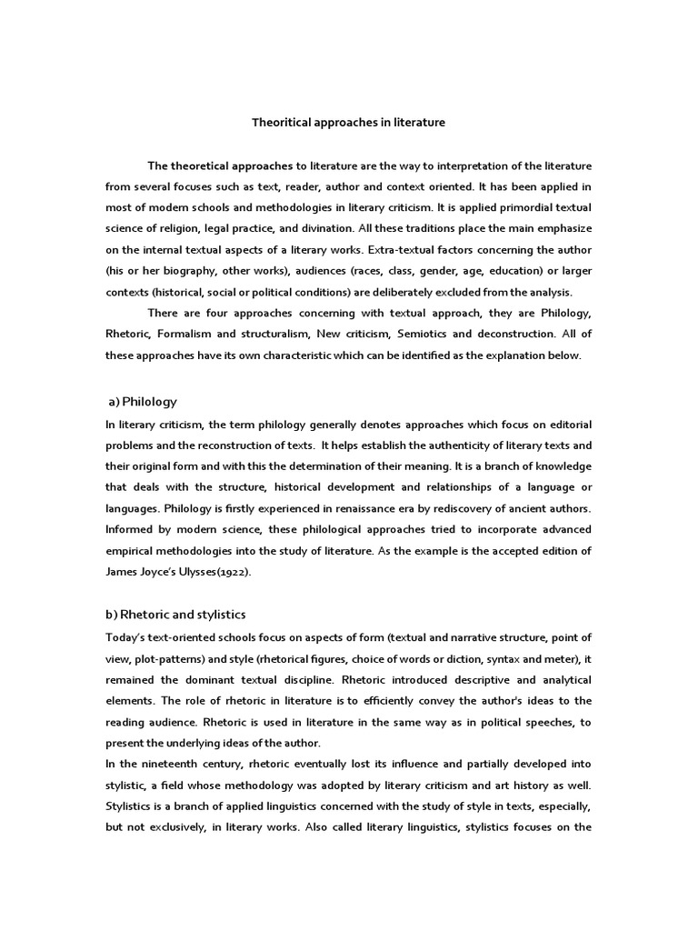 Theoritical Approaches in Literature | PDF