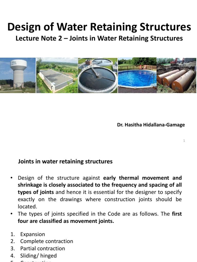 WRS Lecture Note 2 - Joints in Water Retaining Structures | PDF | Concrete | Water