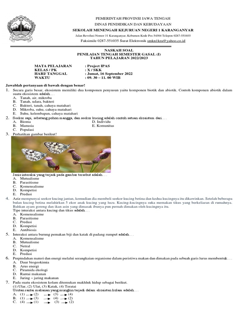 Soal PTS Ganjil 20222023 | PDF
