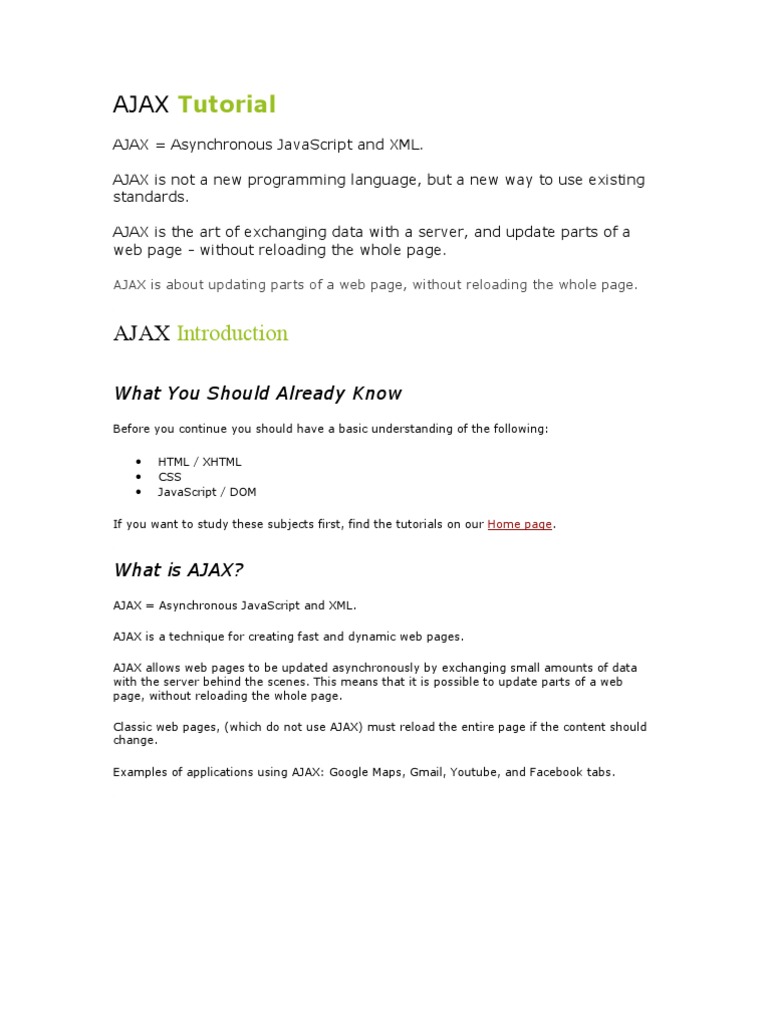Tutorial What You Should Already Know Pdf Ajax Programming Hypertext Transfer Protocol 