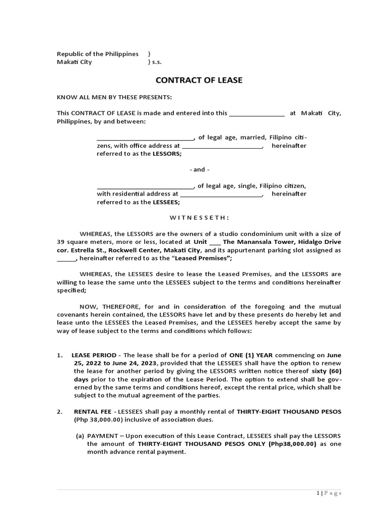 Sample Lease Contract | PDF | Lease | Law And Economics