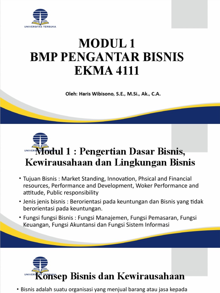 MODUL 1 Pengertian Dasar Bisnis, Kewirausahaan Dan Lingkungan Bisnis | PDF