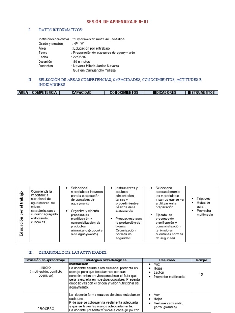 Sesión de Aprendizaje Ept | PDF | Aprendizaje | Cognición