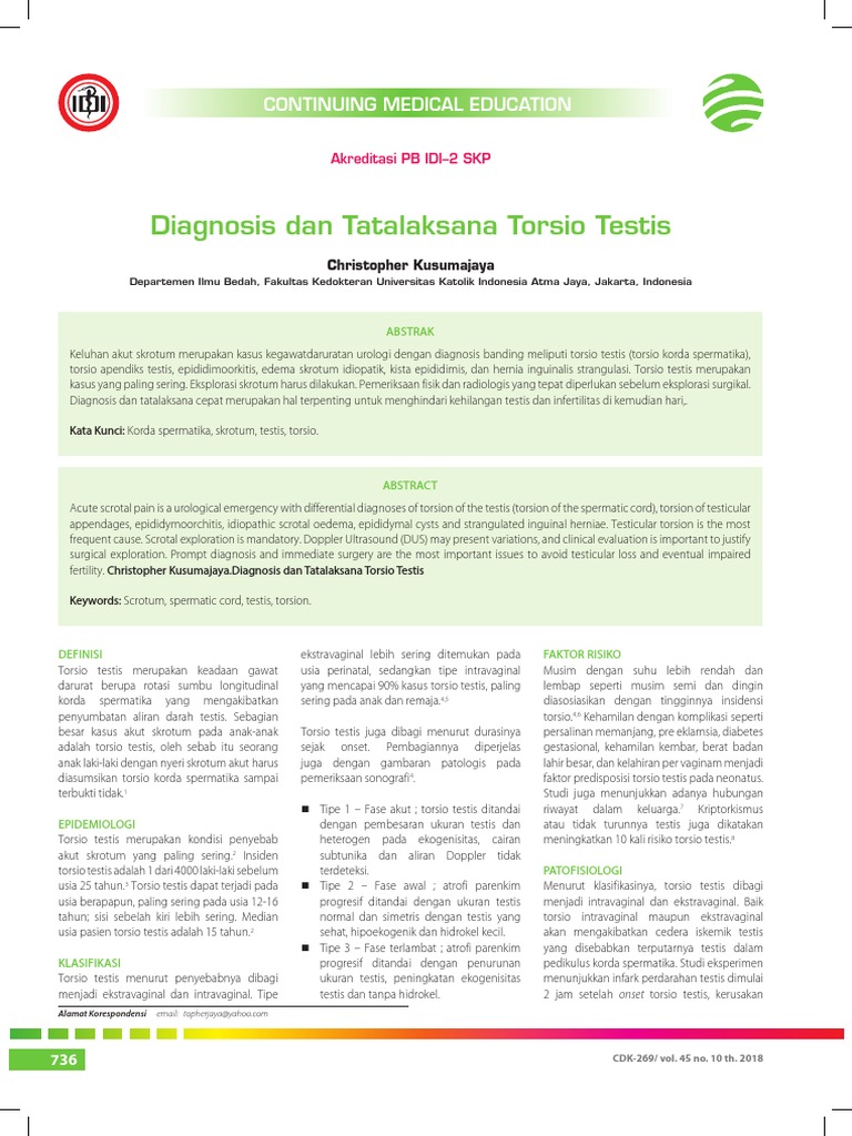 Diagnosis dan Tatalaksana Torsio Testis | PDF