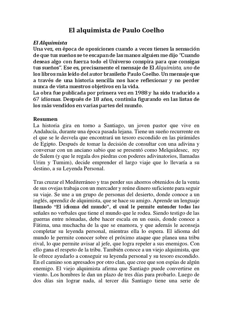 El Alquimista de Paulo Coelh1 | PDF
