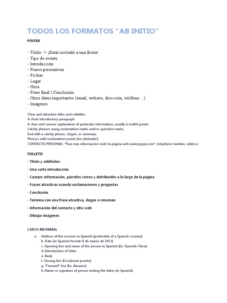 Todos Los Formatos Spanish Ab Initio | PDF | Human Communication | Language Mechanics