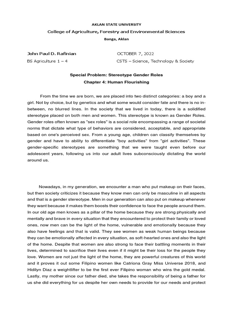 Stereotype Gender Roles Pdf