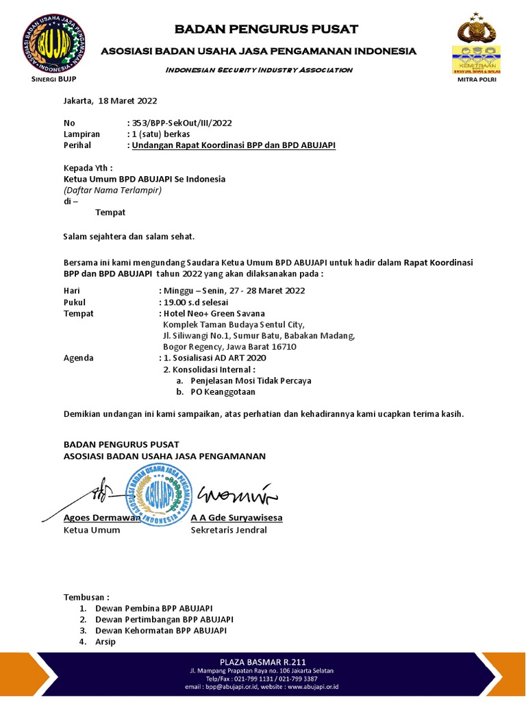 Undangan Rakor BPD 27 28 Maret 2022 | PDF