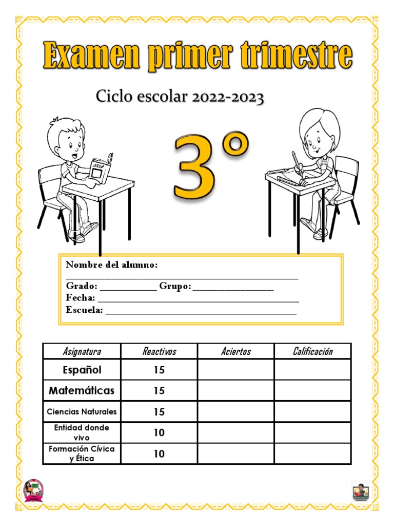 3° Examen Primer Trimestre Profa Kempis | PDF