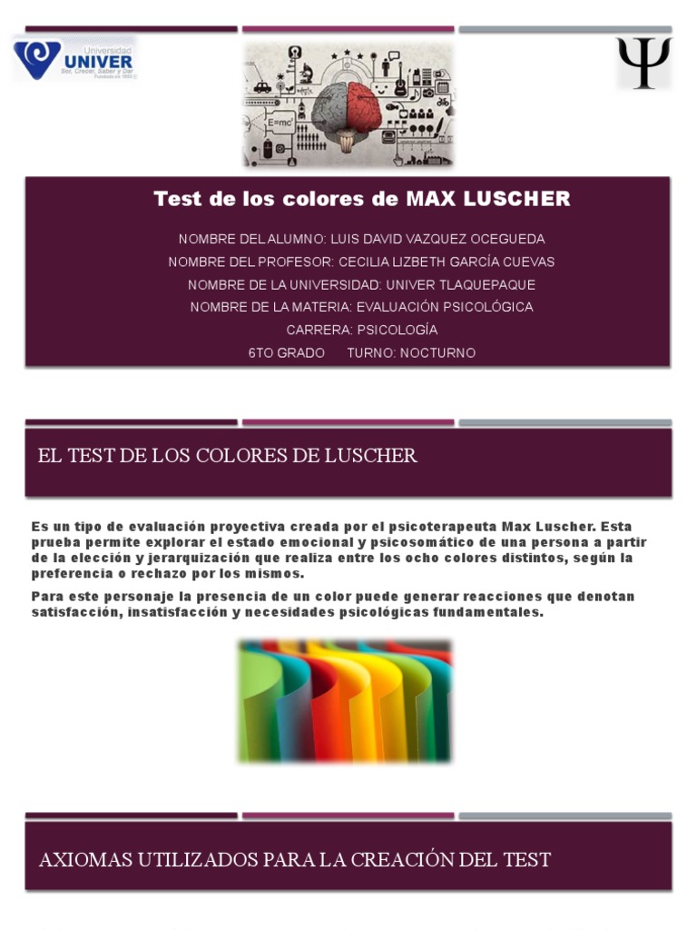Test de Luscher Evaluacion Psicologica | PDF | Color | Sicología
