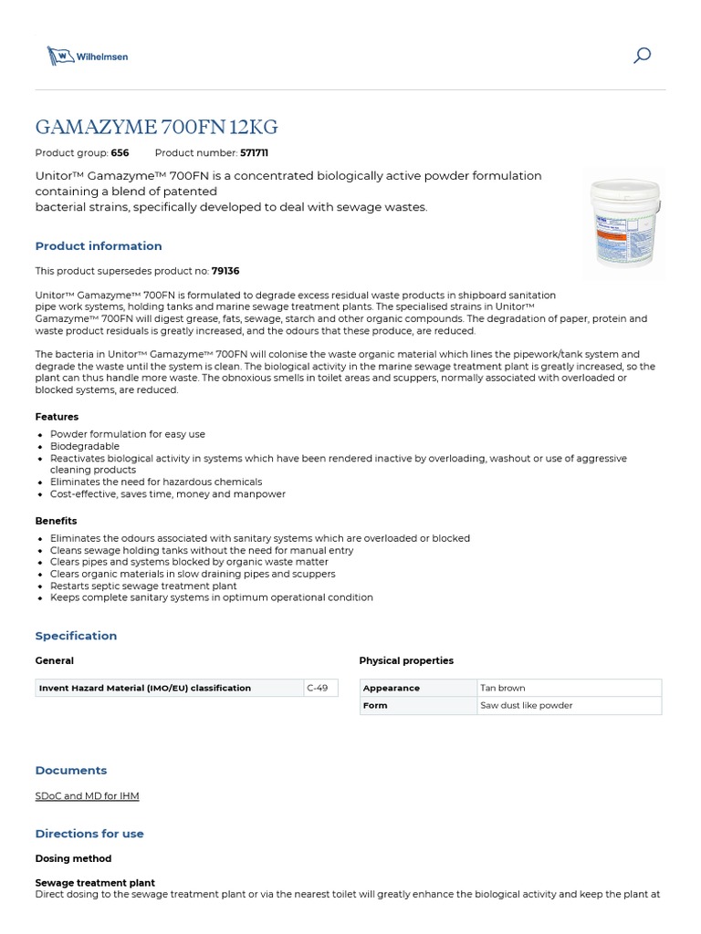 Gamazyme 700FN 12KG | PDF | Sewage Treatment | Water