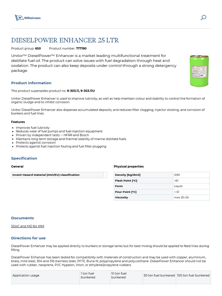 Dieselpower Enhancer 25 LTR | PDF | Dose (Biochemistry) | Chemistry