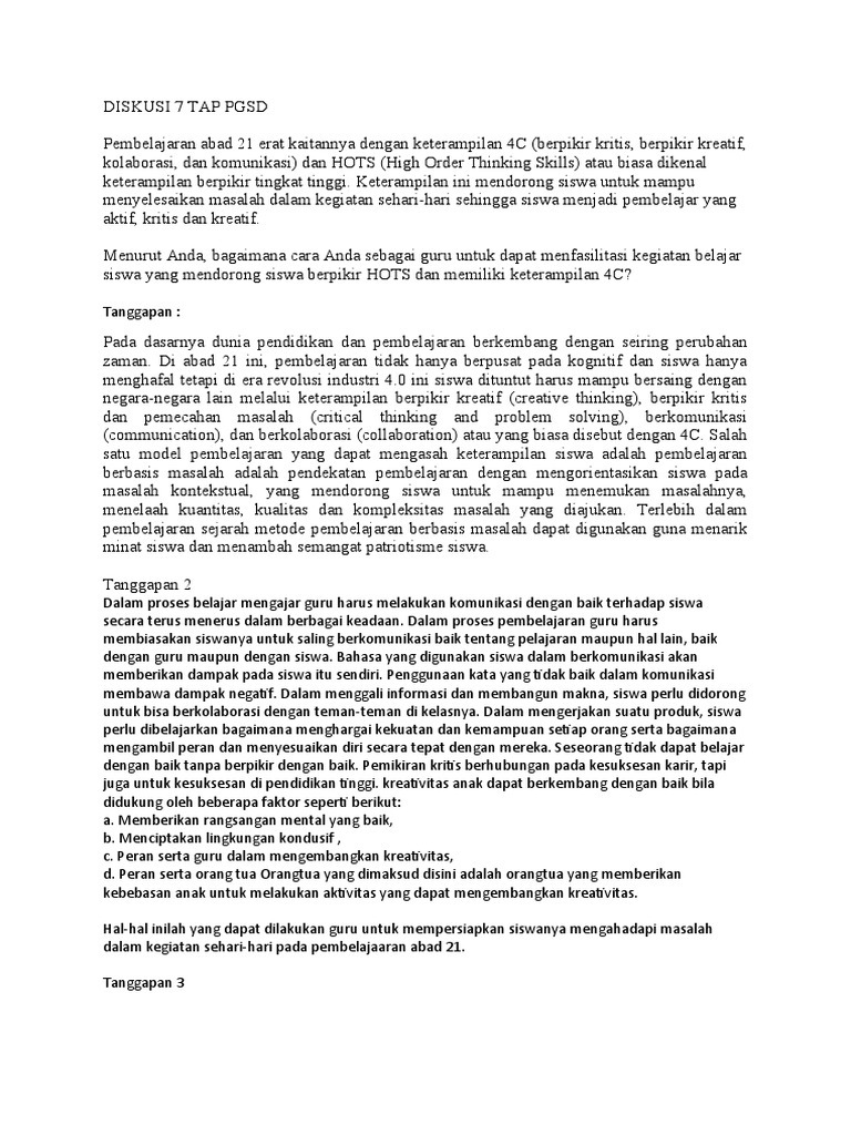 Diskusi 7 Tap PGSD | PDF