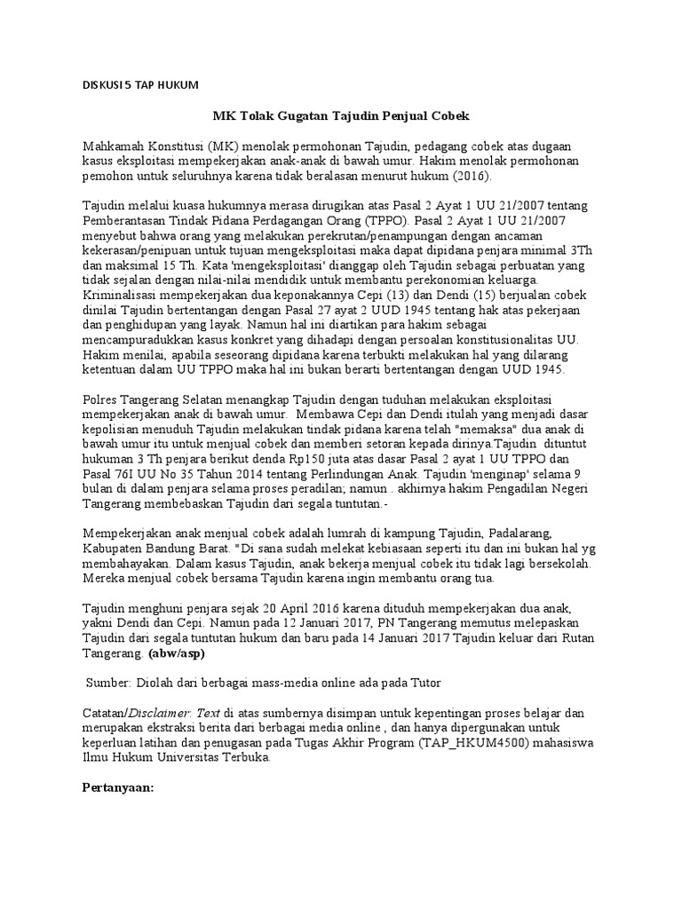 Diskusi 5 Tap Hukum | PDF