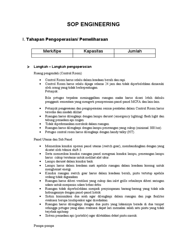 Sop Engineering | PDF