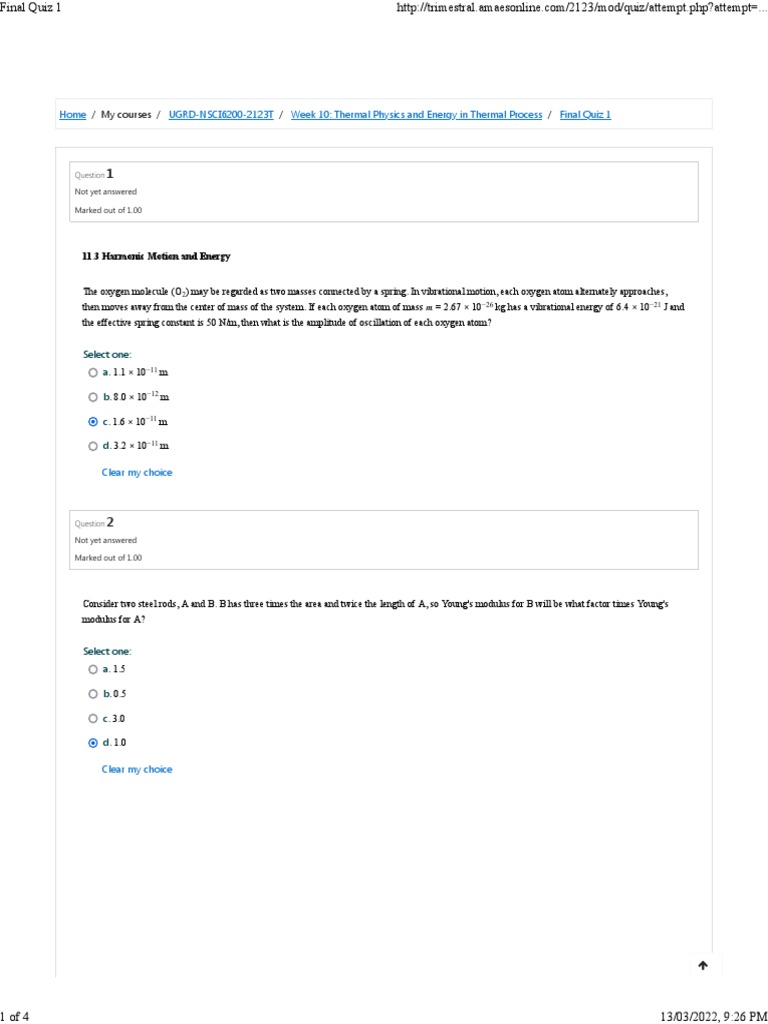 FQ1 Physics 90% | PDF | Young's Modulus | Oscillation