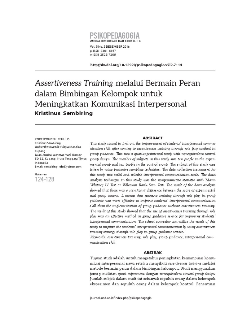 Assertive Training | PDF | Mann–Whitney U Test | Science