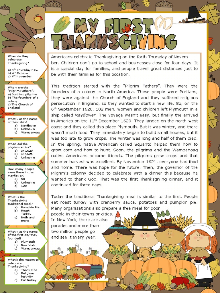 Thanksgiving I Reading Comprehension Exercises - 32826 | PDF | Plymouth ...