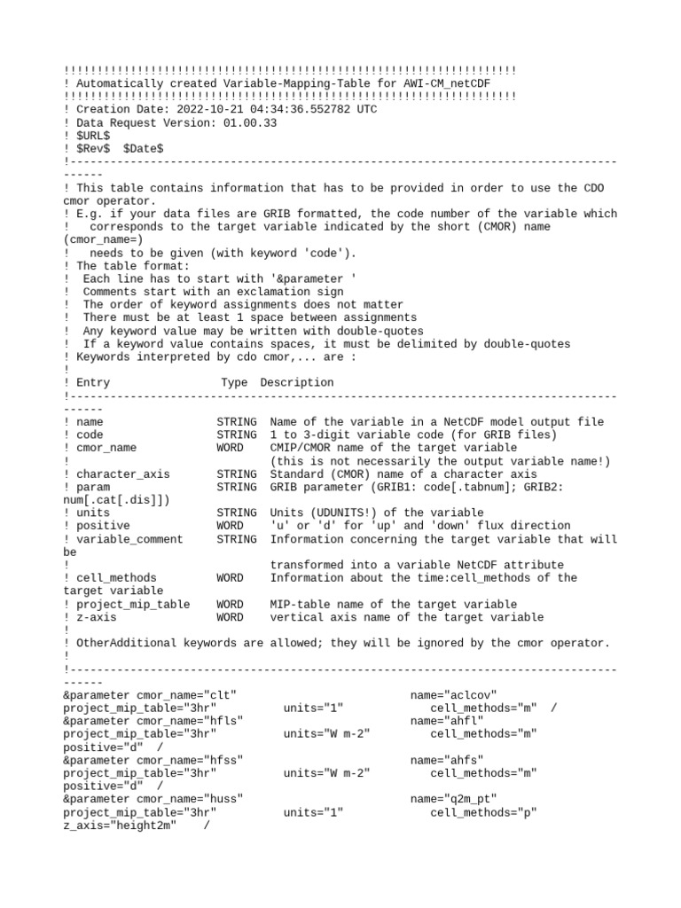 Awi-Cm Cmip6 Mapping | PDF | String (Computer Science) | Reserved Word
