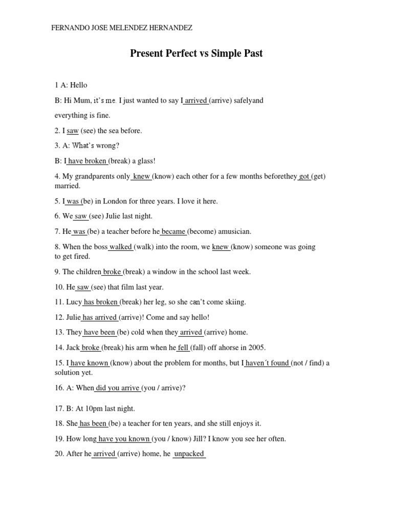 Present Perfect 1 | PDF