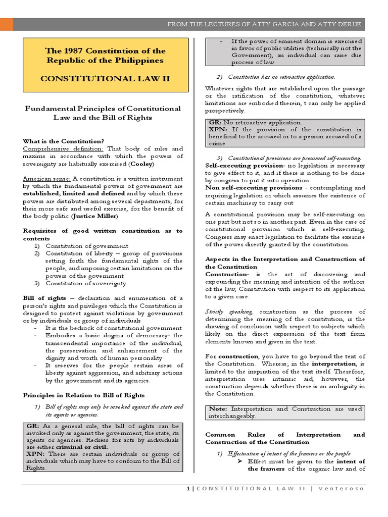 Constitutional Law II: Bill of Rights Overview | PDF | Due Process ...