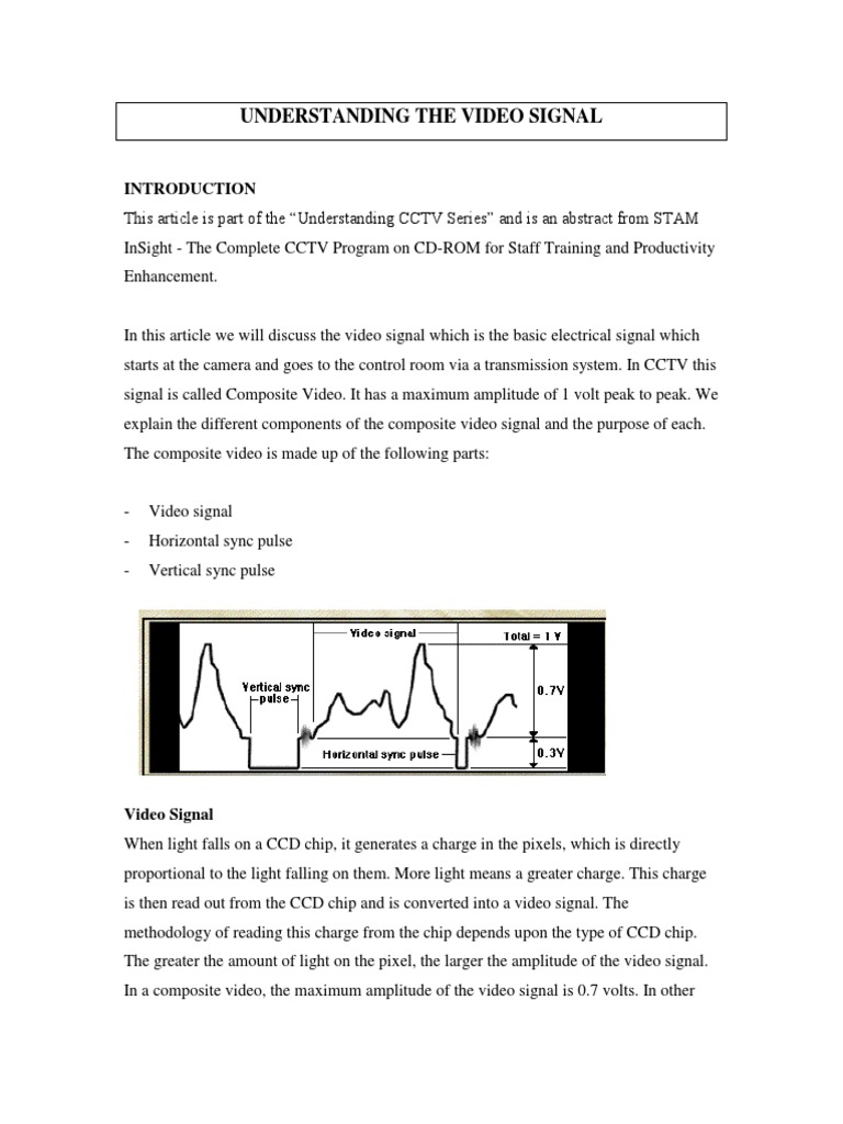 Understanding The Video Signal Pdf Video Imaging