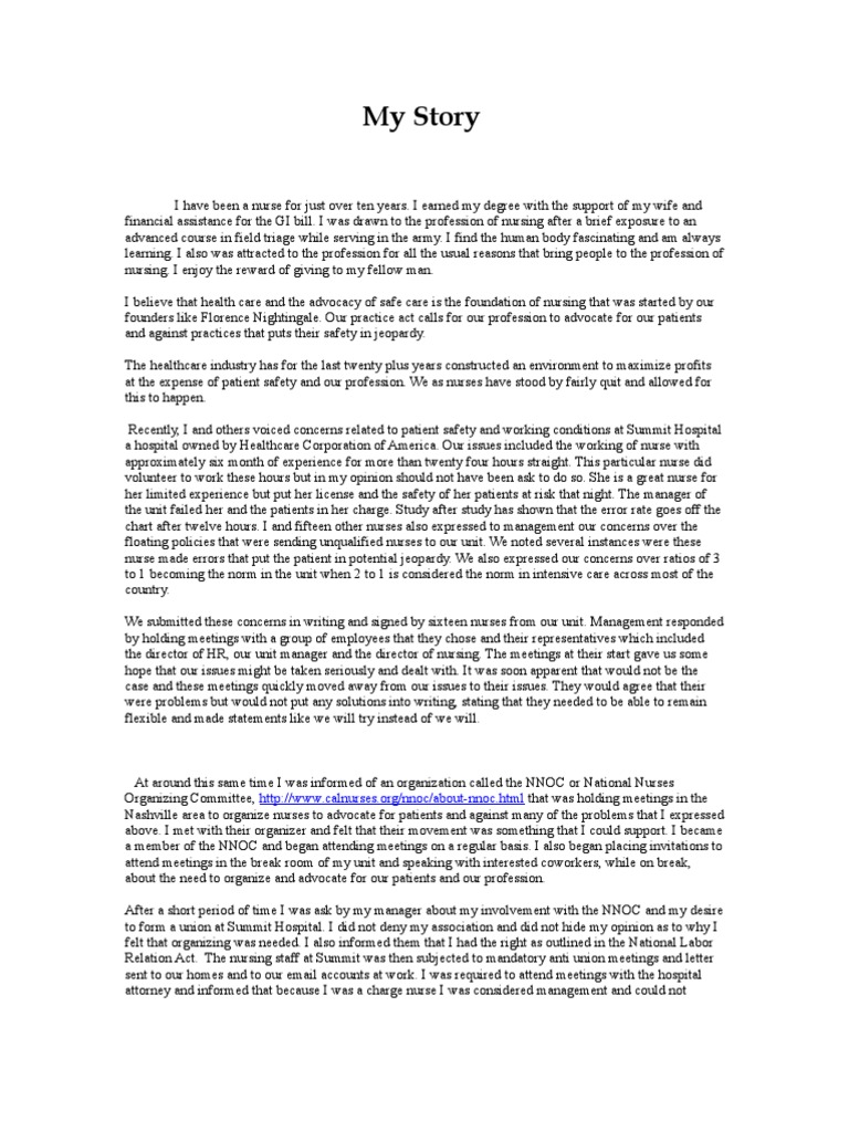 My Story | PDF | Nursing | Patient