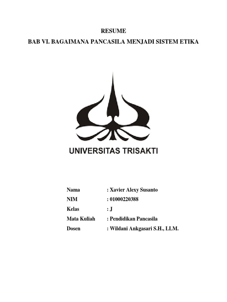 Xavier Alexy Susanto - 01000220388 - Resume Bab VI Bagaimana Pancasila ...