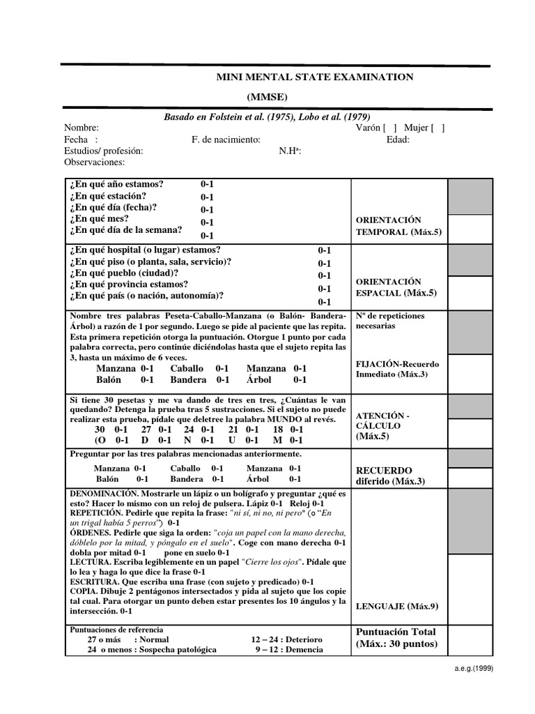 MINI MENTAL - Adolescentes | PDF